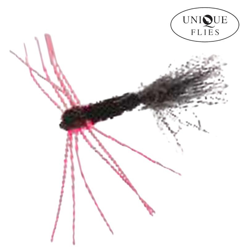 Montana Rubber Leg Black/Red - Unique Flies - Hurtig levering